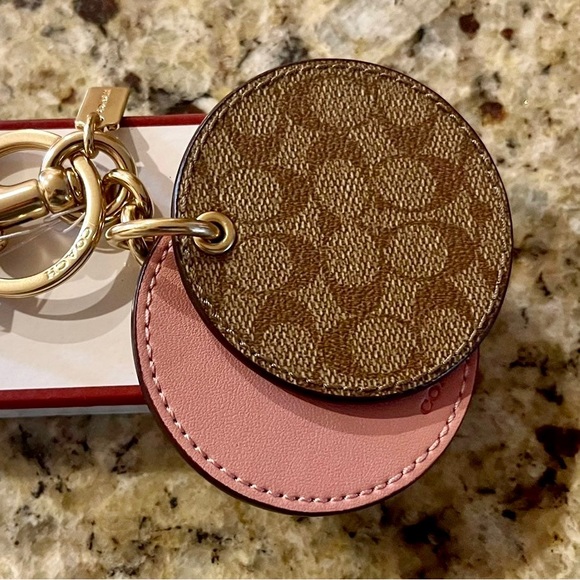 Coach | Accessories | Coach Pink Mirror Bag Charm Keychain Fob In ...